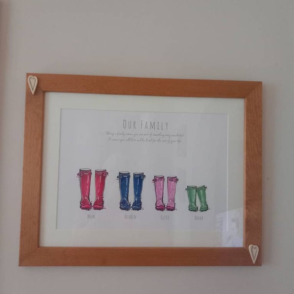 Personalised Family Welly Print, Wellington Boot Picture, New Home ...