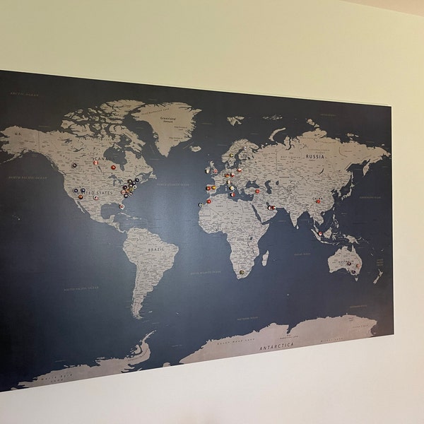 World Map Push Pin - Personalized Pin Board Gift, Cork World Map ...