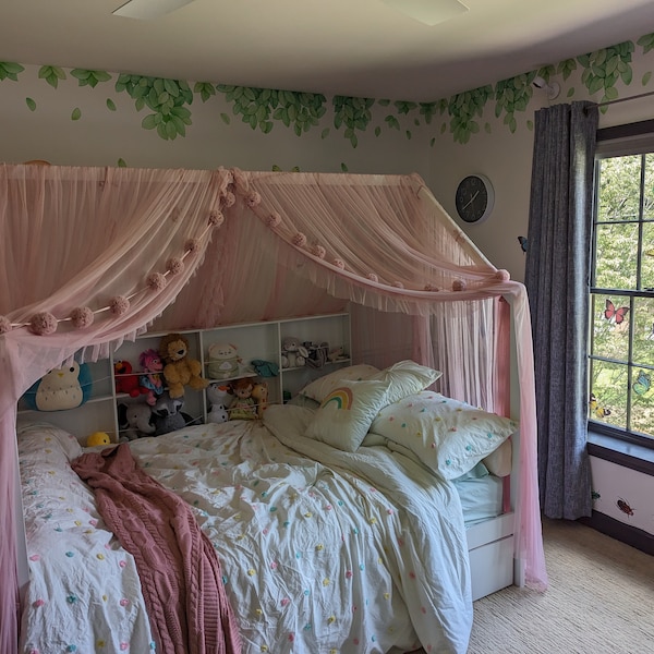 DELUXE With Frill Blush Canopy, Tulle Bed Canopy, Custom Size Bed ...