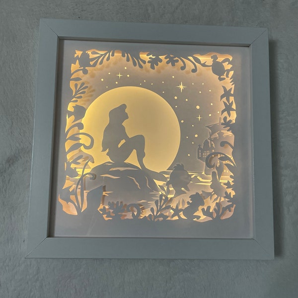 The Little Mermaid, Ariel, Beach Life, Decorative Shadow Box Shadowbox ...