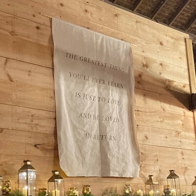 CUSTOM HAND-PAINTED 1-10 Words Linen Banner // Linen Wedding Sign ...