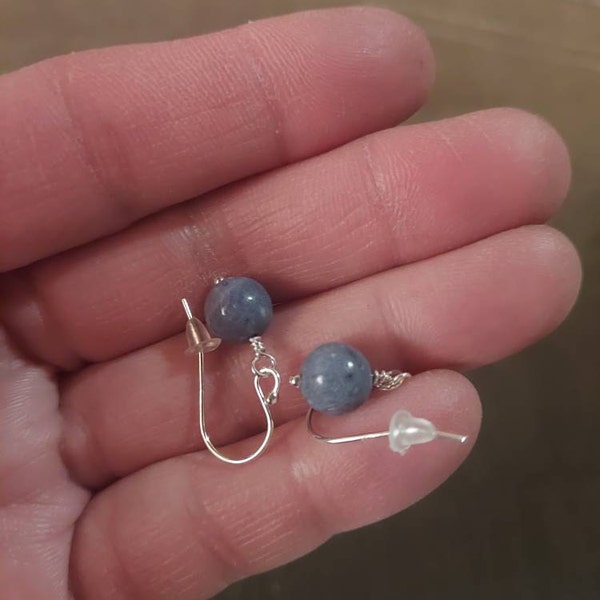 Blue Coral Earrings, Small, Simple, Pale Blue Coral Dangle Earrings - Etsy