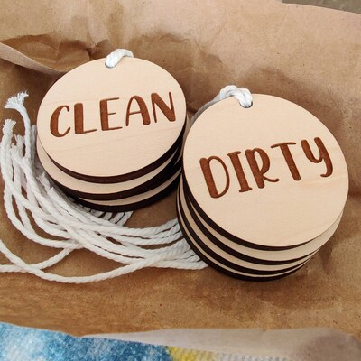Custom Wooden Laundry Basket Labels // Dirty Clean Laundry - Etsy
