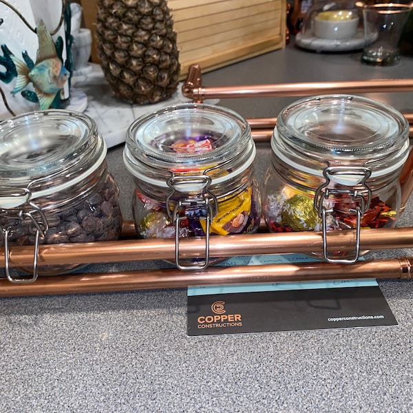 Kitchen Shelves, Handmade Copper Kitchen Shelves With Jars for Dry ...