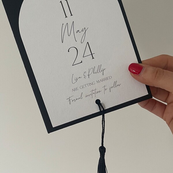 Ribbon Save the Date, Save the Date Cards, Rustic Save the Date, Unique ...