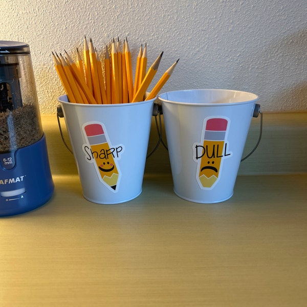Sharp Dull Pencils Sticker Set - Waterproof Pencil Cup Labels for ...