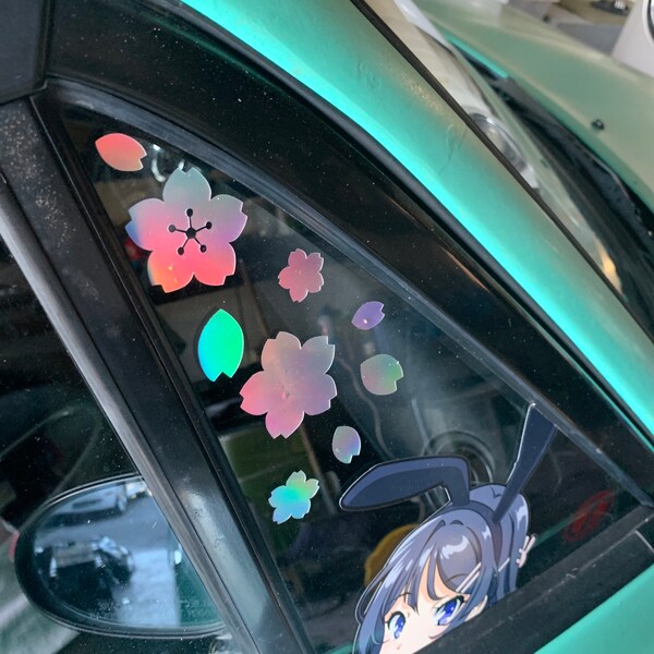 Holographic Sakura Flower and Sakura Petals Decal Sheet | Cute Decal ...