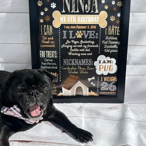 EDITABLE Puppy Dog Birthday Chalkboard Poster. Dog Printable Milestone ...