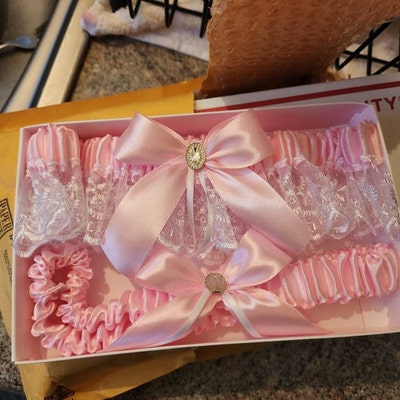 Pink Wedding Garter Set, Bridal Garter, Garter Belt, Pink Garter for ...