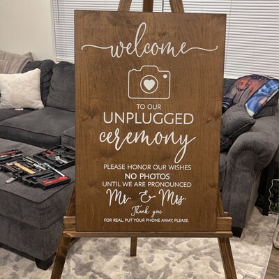 Unplugged Wedding Sign Unplugged Ceremony Sign Vertical Wooden Wedding ...