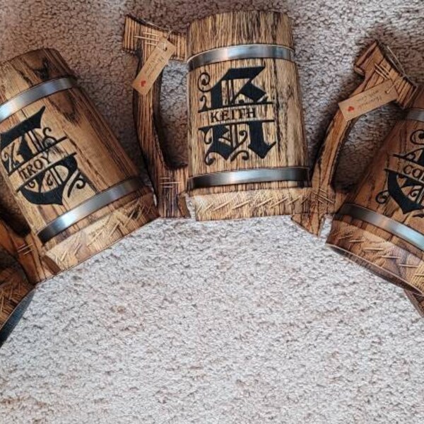 Custom Engraved Mug, Wooden Beer Mug, Gift for Man, Groomsmen Gift ...