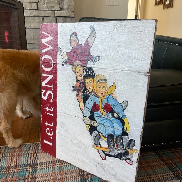 Vintage Sledding Graphic-wood Sign, 24 X 30 - Etsy