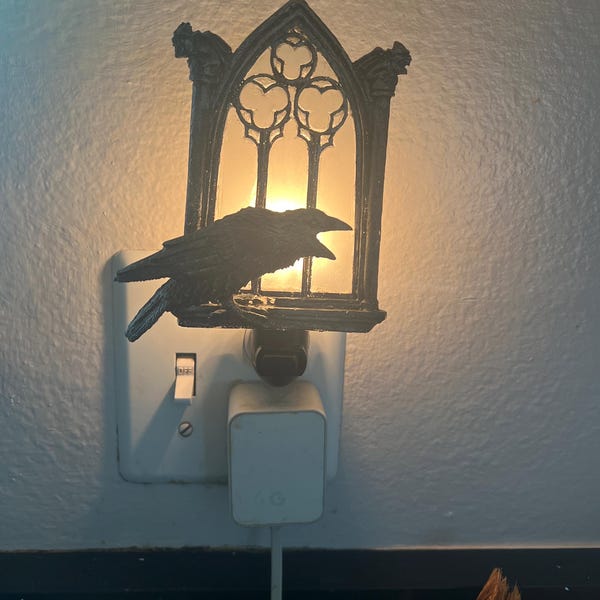 Raven and Window Nightlight, Hand Painted Resin Sculpture | Medieval ...