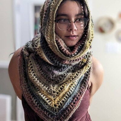 PDF Crochet Pattern Bohemian Hooded Cowl Scarf Boho Scarves With Hood ...
