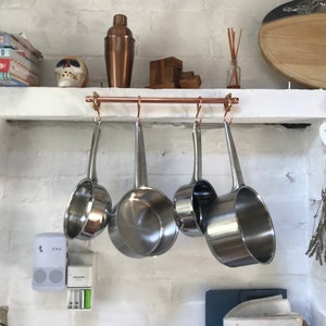 Pot Rack 24 With 6 Copper Hand Forged Rustic French - Etsy