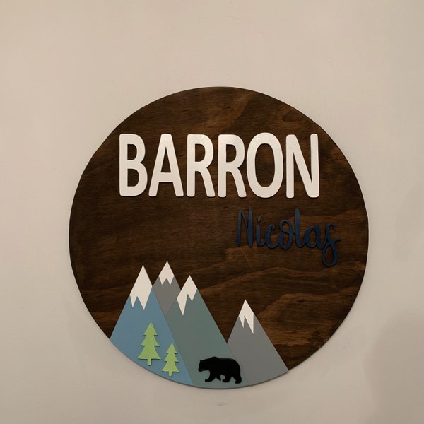 Wilderness Theme Boys or Girls Room Nursery Wood Name Sign Wall Hanging ...