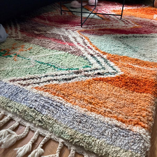 Custom Moroccan Rug With Neutral Beige , Hand Made Rug, off White Rug ...