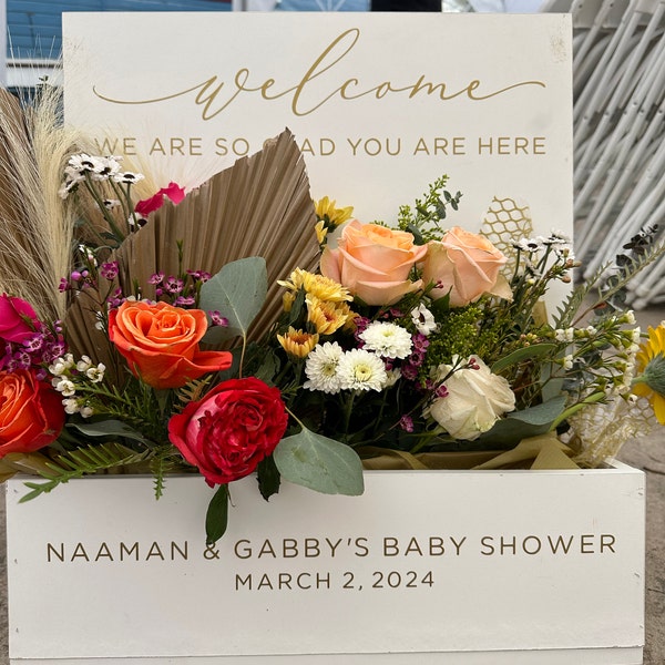 Welcome Flower Box Sign Lettering - We Are so Glad You Are Here Decal ...
