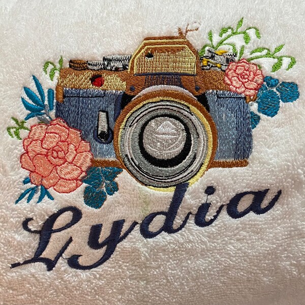 Camera Embroidery Design, Camera With Flower Motif, Pattern for Machine ...