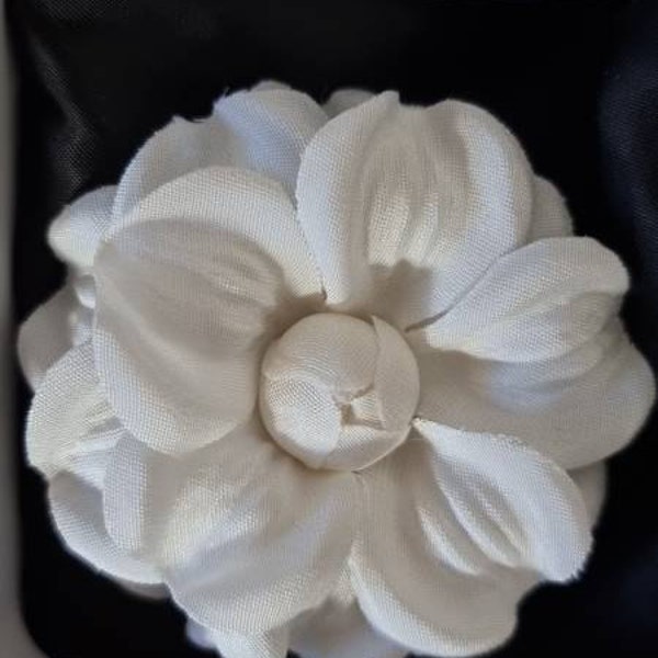 Ivory Satin Fabric Flower Brooch - Etsy