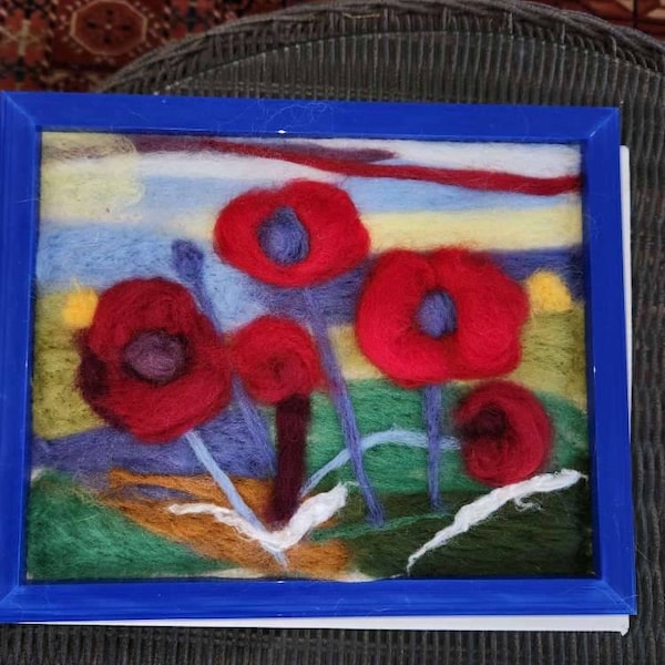 Sheep Felted Painting Kit - Landscape Picture - Needlepoint Needle Felting, Painting With Wool ...