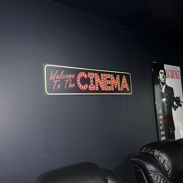 Welcome to Cinema Sign, Welcome Movie Fans, Movie Theatre Sign, Theatre ...