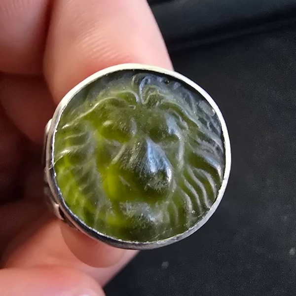 Venetian Glass Intaglio Virgin Mary Silver Ring: Tumble Ring, Vintage ...