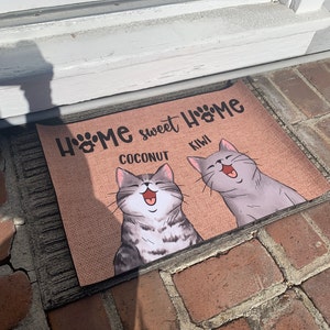 Custom Cat Doormat, Cat Welcome Doormat, Home Sweet Home, Cat Rug ...