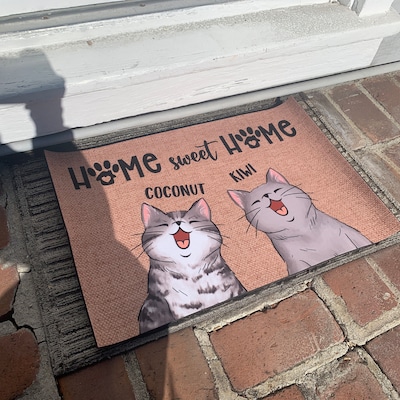 Custom Cat Doormat, Cat Welcome Doormat, Home Sweet Home, Cat Rug ...