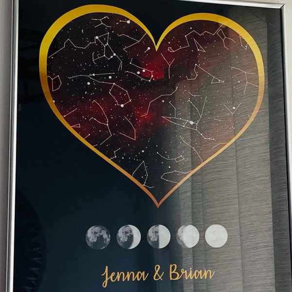 Heart Star Map VALENTINE'S DAY GIFT, When the Stars Aligned Sky Map ...