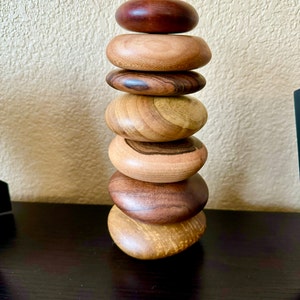 Assorted Stack of 10 Wood Rocks. Cairn Rock Stack, Rock Sculpture ...
