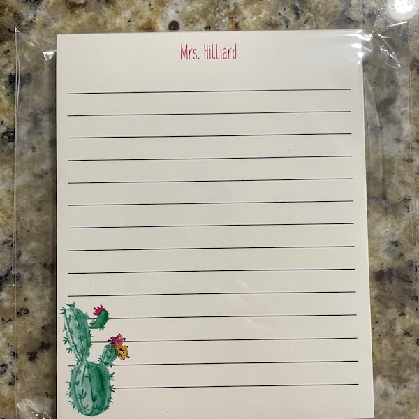 Personalized Cactus Notepad | Cactus Memo Pad | Teacher Notepad Gift ...