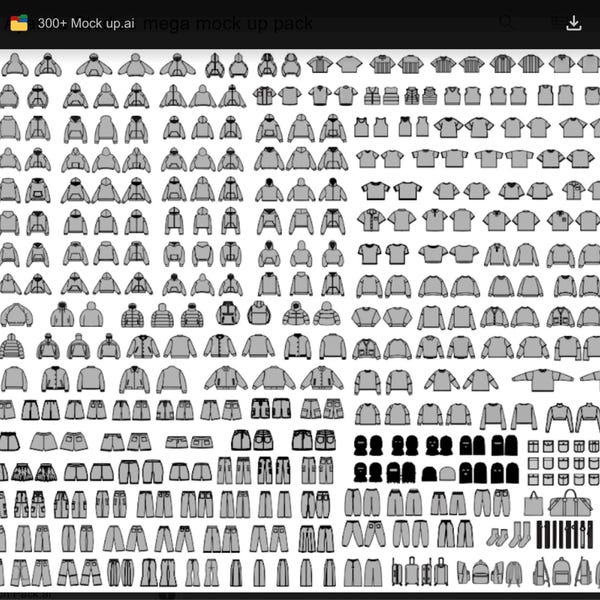 750 Clothing Brand Mock Ups Pack Vector Mockups & Free Tech Pack Mock ...