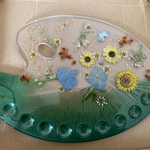 Floral Resin Paint Palette, Floral Paint Palette, Resin Flower Paint ...