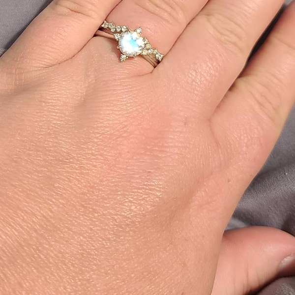 Polaris North Star Ring in Moonstone, Moonstone Engagement Ring, Galaxy ...