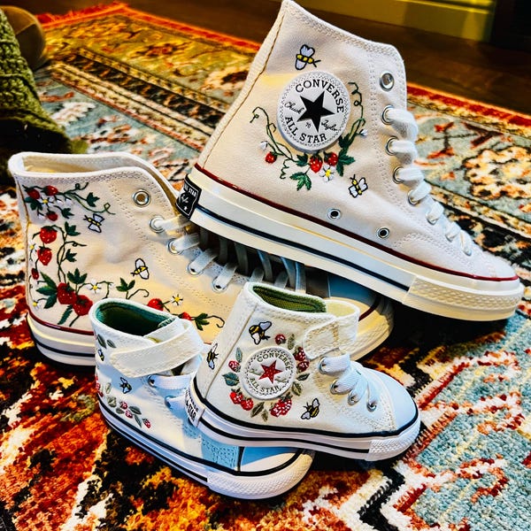 Embroidered Converse, Embroidered Floral, Custom Converse High Top ...