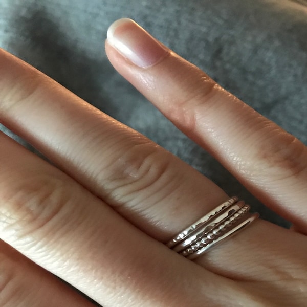 Sterling Silver Minimalist Ring Set|sterling Silver Stacking Rings Set ...