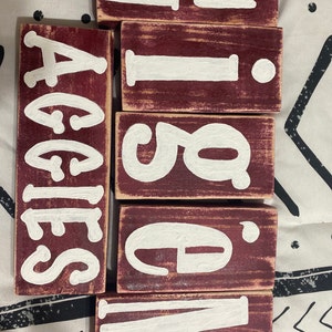 Texas A&M gig 'em Aggies Wood Blocks - Etsy