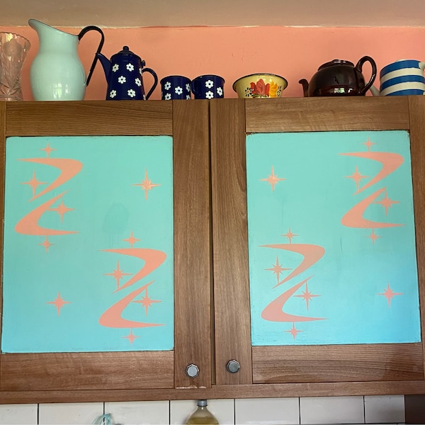 Mid Century Atomic Stencil Diamond Star Shapes Modern Retro Pattern ...