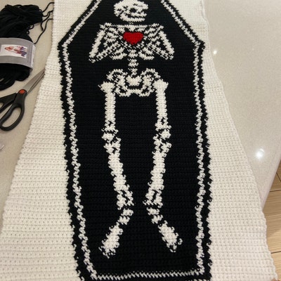 Coffin Skeleton Tapestry Crochet Pattern / Wall Hanging / Spooky Art ...