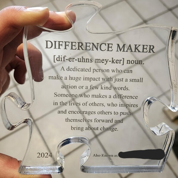 Personalized Difference Maker Plaque/difference Definition Maker Gift ...