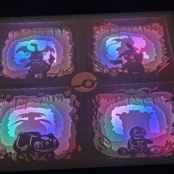 Pokemon 10 - Paper Cut Light Box Template Files, Shadow Box, 3D ...