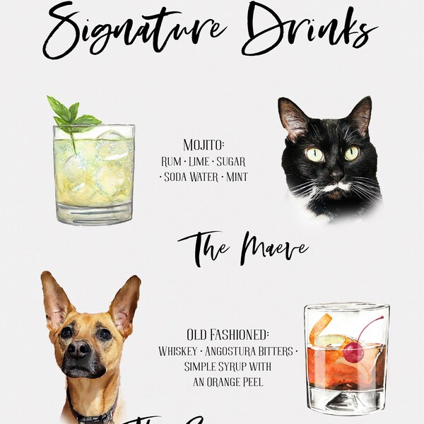 Pet Signature Drink Sign Wedding, Pet Cocktail Sign, Cat Signature ...