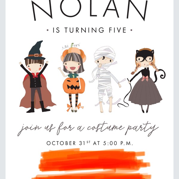 Halloween Birthday Invitation · Modern Kid Halloween Party Invite ...