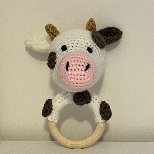 Crochet Cow Rattle Pattern, French/english Pdf Pattern, Cow Amigurumi ...