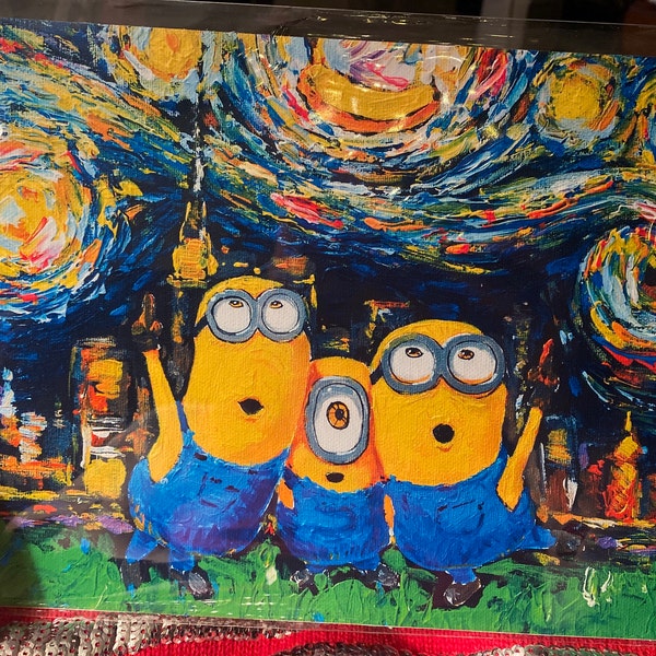 Minions Starry Night Canvas Print: Despicable Me Inspired Nursery Decor ...