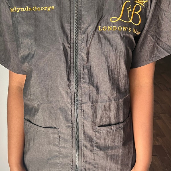 Salon/ Barber Jacket With Custom Name Or/ Logo Embroidery Salon Stylist ...