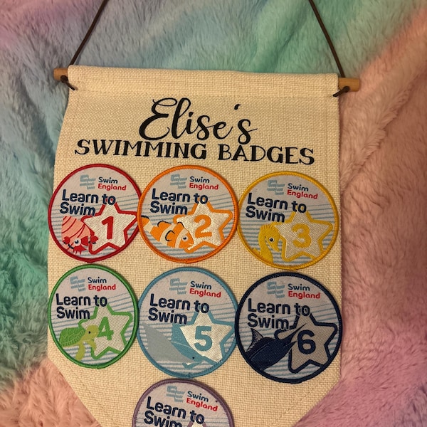 Personalised Swimming Badge Display Banner, Children's Keepsake, Kids ...
