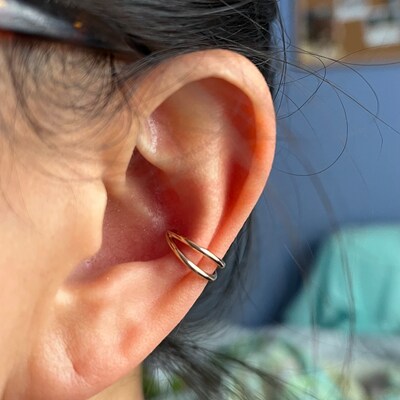 Double Smooth Split Conch Hoop, G23 Titanium, Double Conch Earring ...