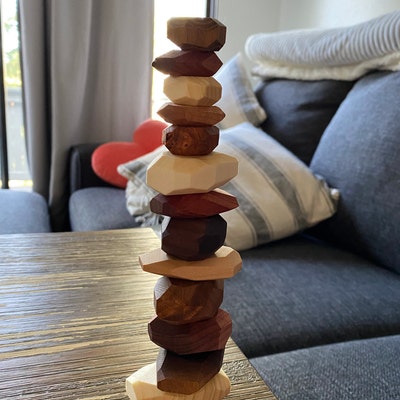 Wooden Stacking Rocks or Balancing Stones. Made From Assorted Hard ...